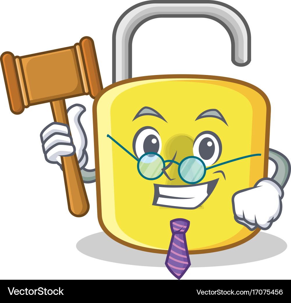 Judge yellow lock character mascot Royalty Free Vector Image