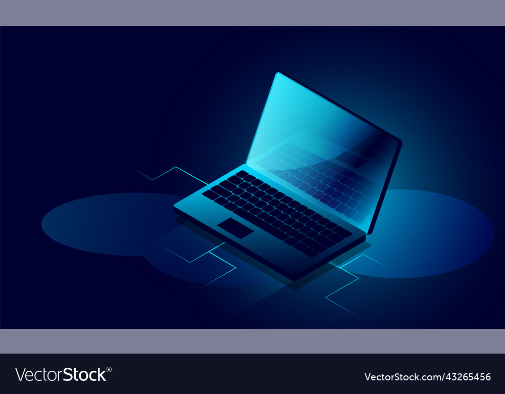 Laptop analysis processing cloud services Vector Image