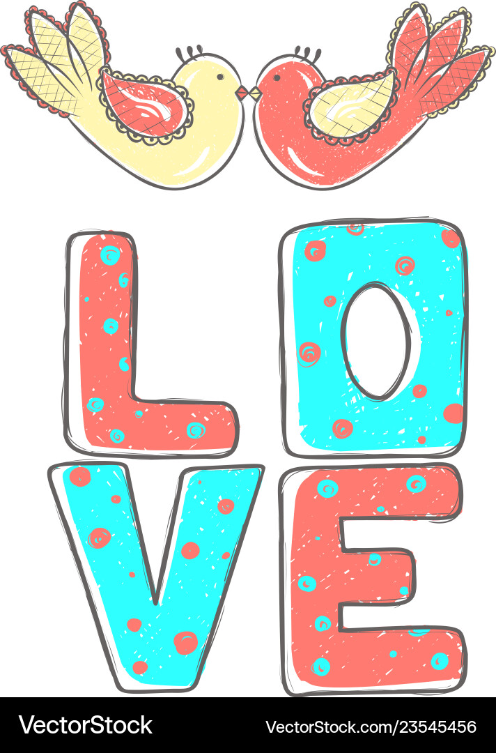 Lettering love stylized large letters on a white Vector Image