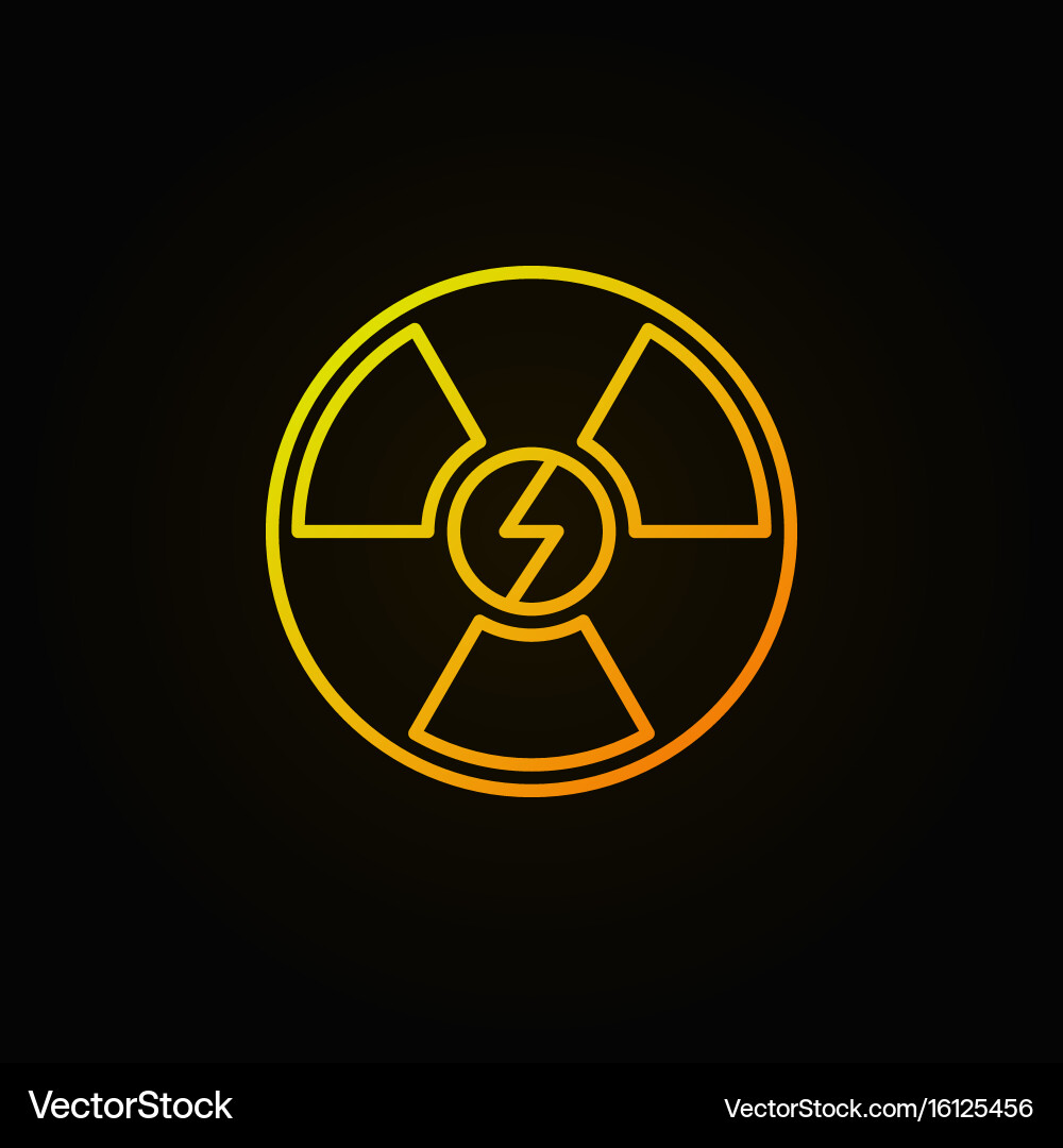 Nuclear energy outline yellow icon Royalty Free Vector Image