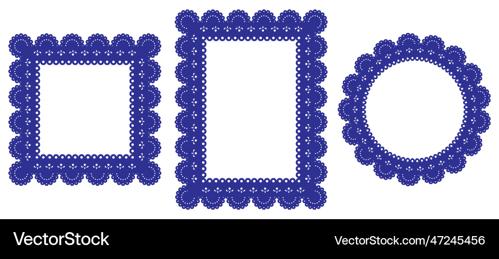 Papel picado frames traditional mexican style cut Vector Image