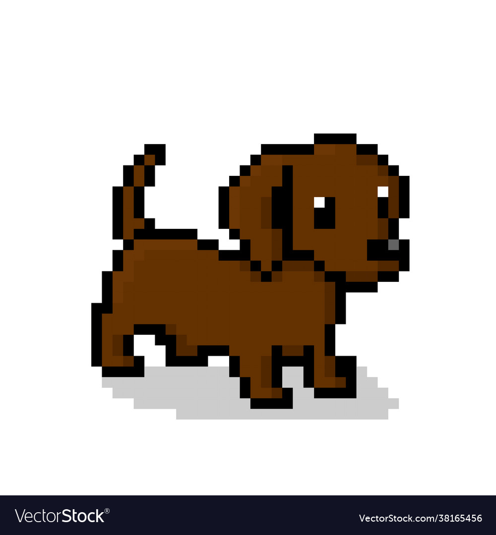 Pixel dog image for game assets Royalty Free Vector Image