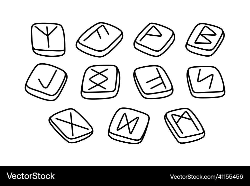 Runes magical symbols doodles esoteric boho Vector Image
