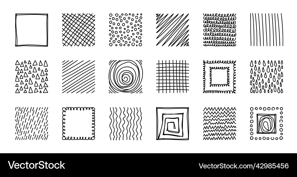 Set of square abstract line black backgrounds Vector Image