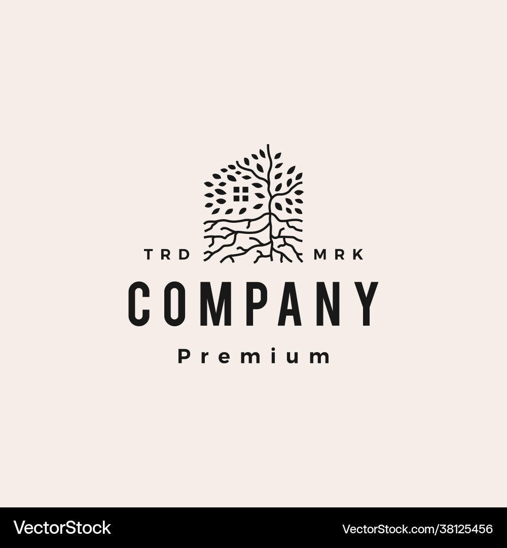 Tree house root hipster vintage logo icon Vector Image