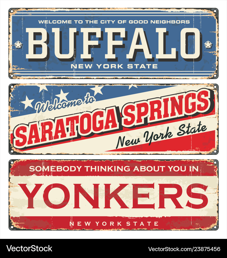 Vintage city label tin sign Royalty Free Vector Image