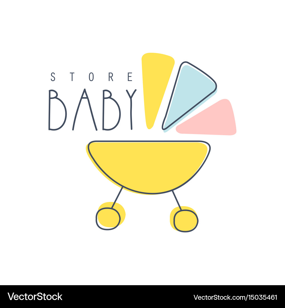 Baby store logo colorful hand drawn Royalty Free Vector