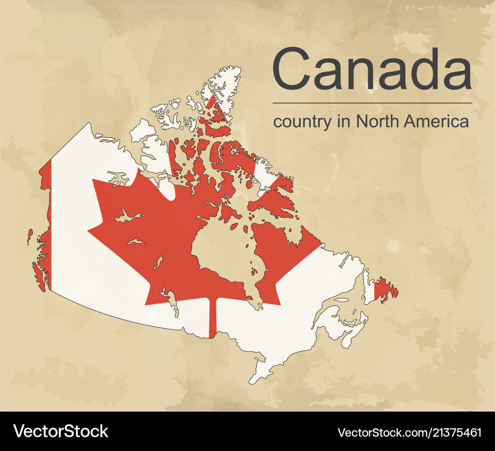 Canada map with provinces and flag Royalty Free Vector Image