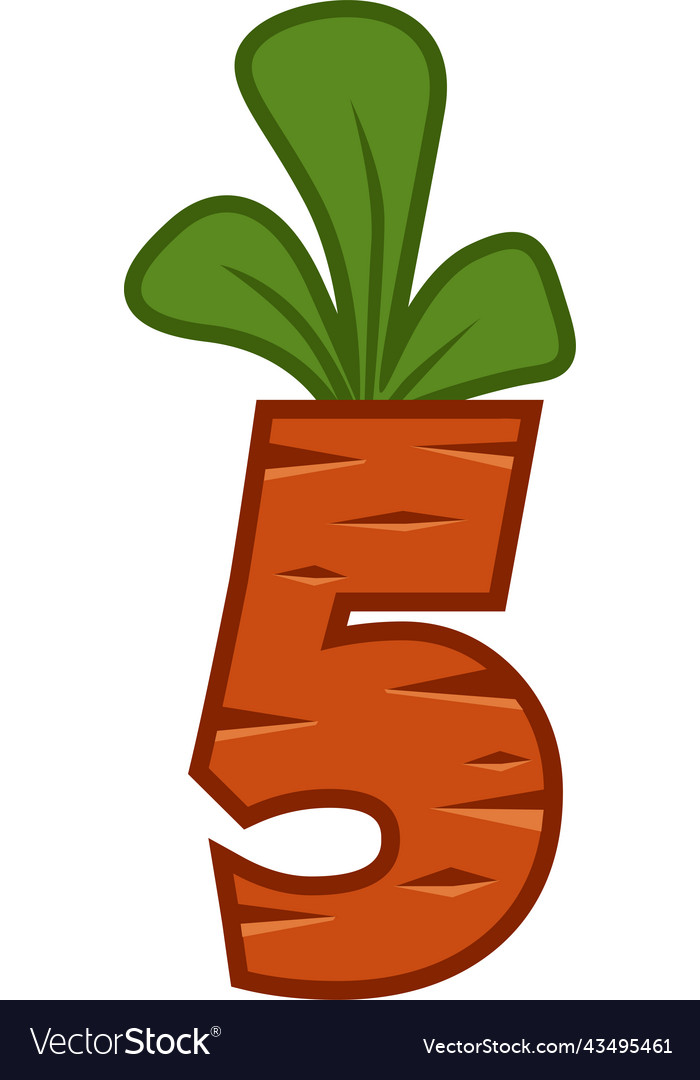 Cartoon carrot number five font kids number Vector Image Cartoon carrot number five font kids number Vector Image