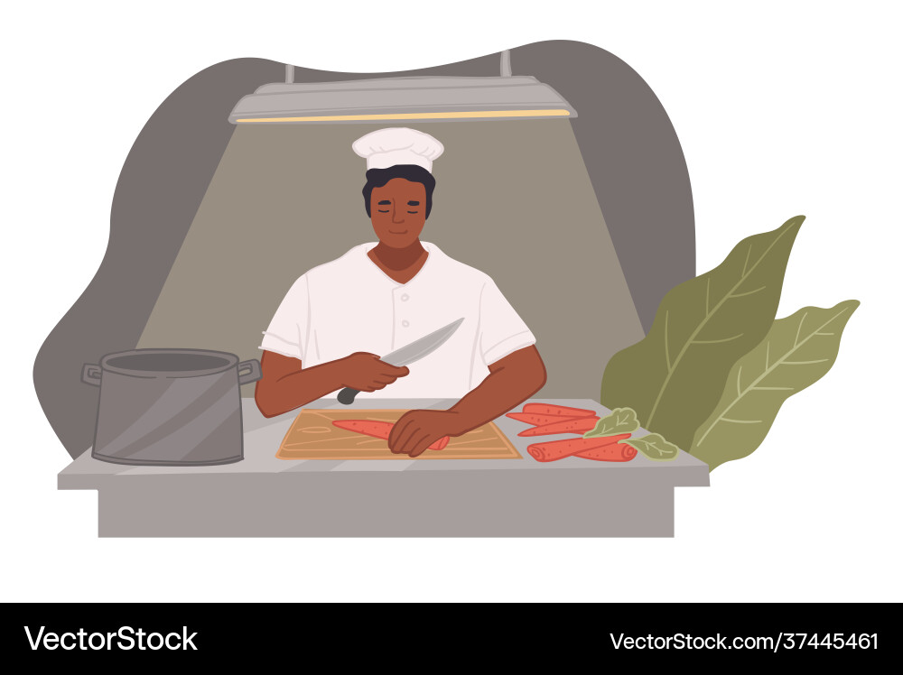 Chef cooking tasty dishes in kitchen restaurant Vector Image