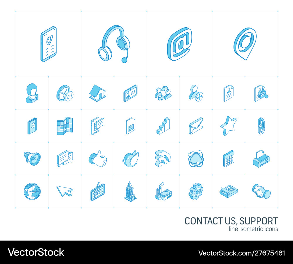 Contact us and communication isometric line icons Vector Image