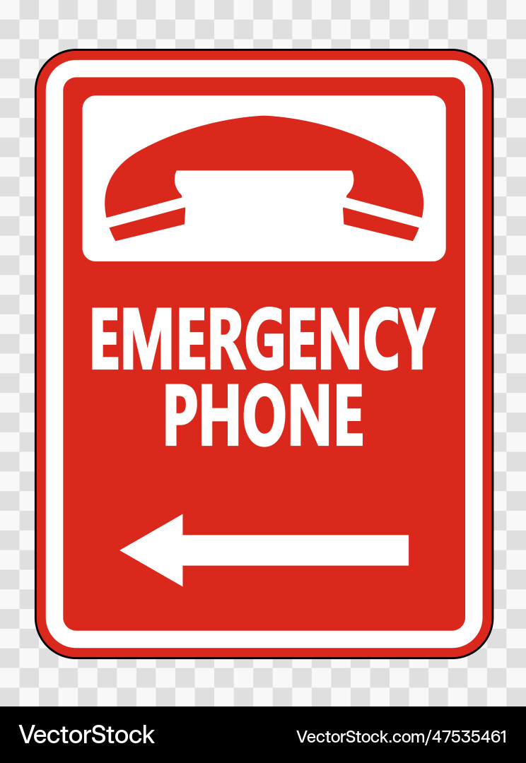 Emergency phone left arrow sign on transparent Vector Image