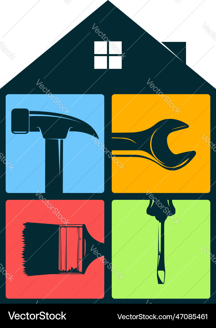 House repair service and maintenance with tool Vector Image