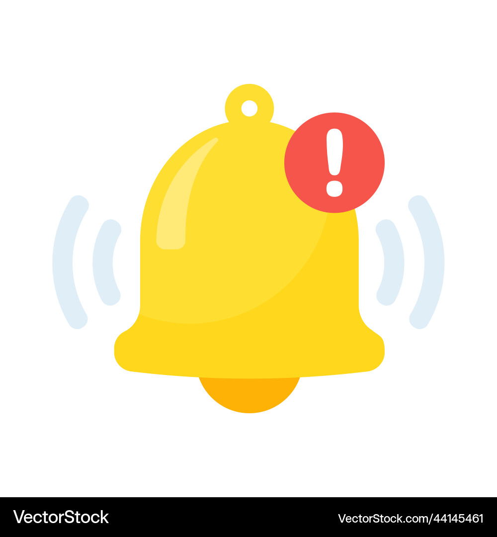 Notification the golden bell vibrating loudly Vector Image