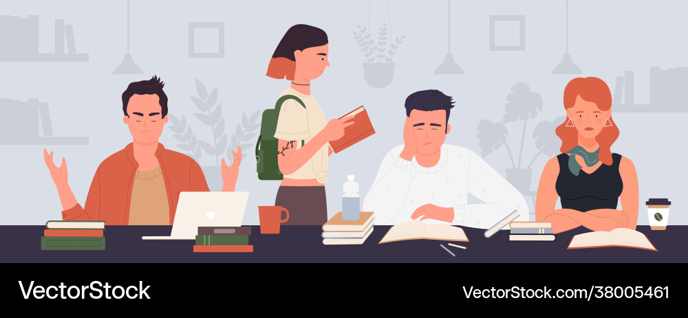 People students study hard in library classroom Vector Image