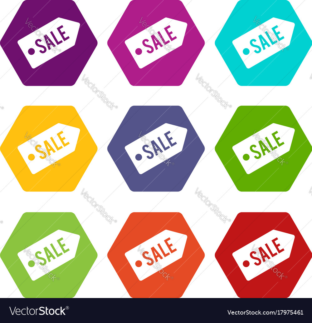 Sale icon set color hexahedron Royalty Free Vector Image
