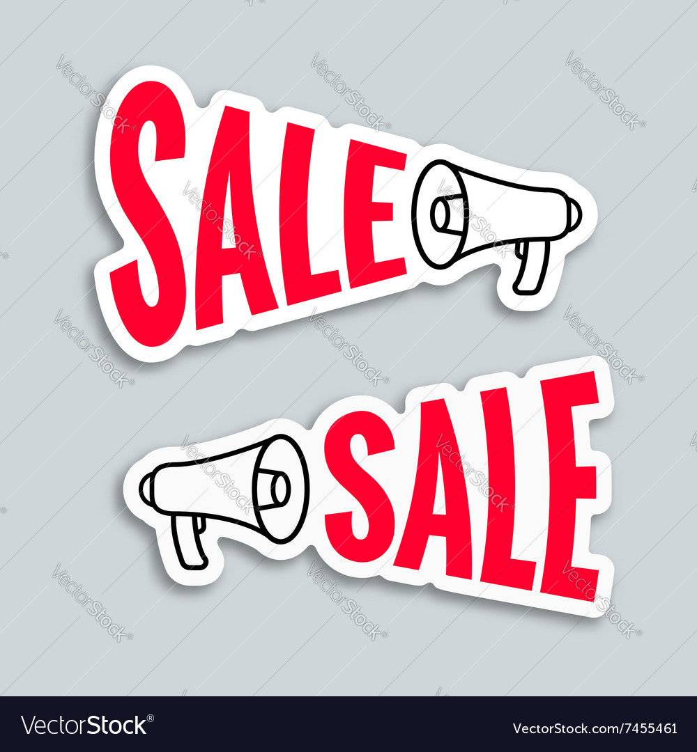Sale megaphone sticker design Royalty Free Vector Image
