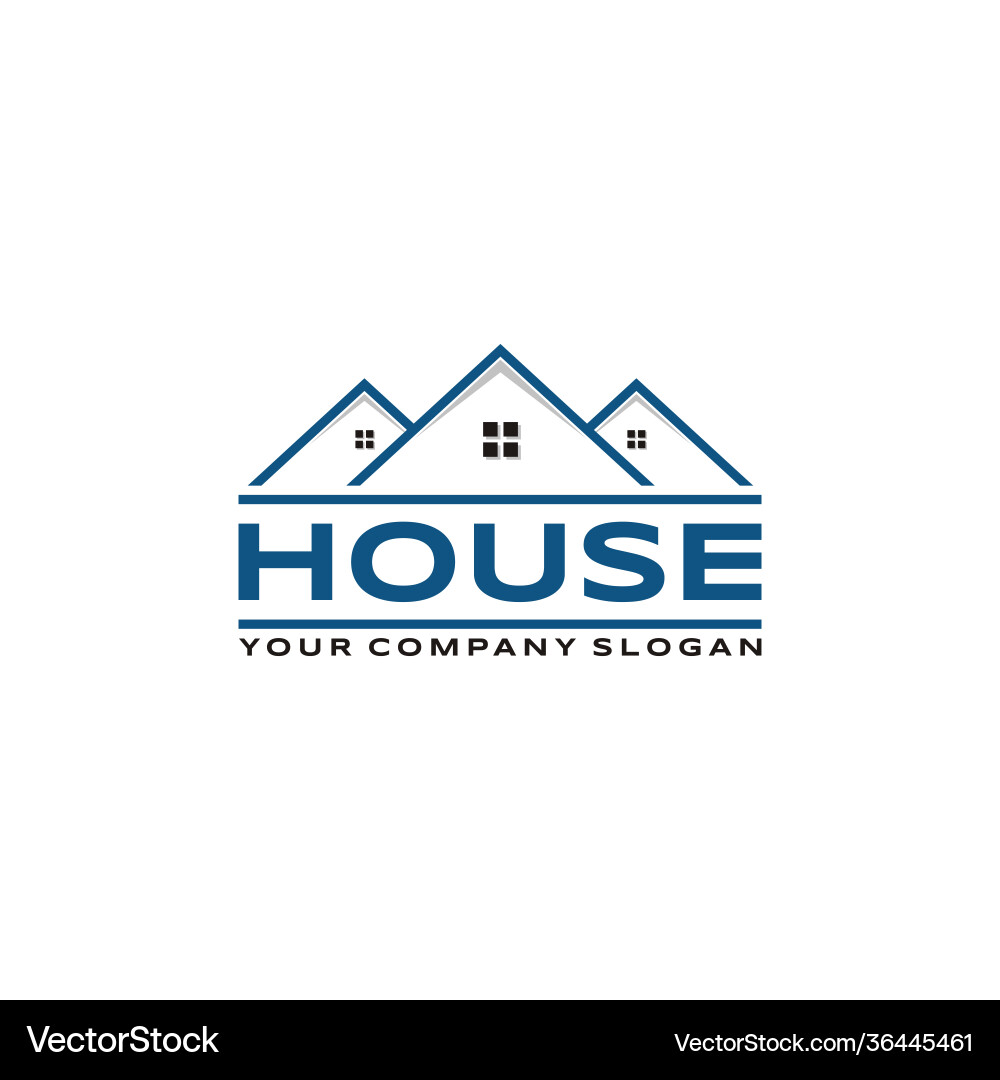 Simple house logo in blue color Royalty Free Vector Image