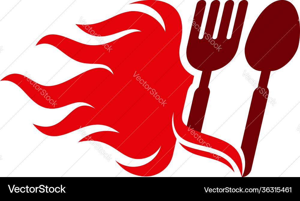 Spicy food logo template hot fire Royalty Free Vector Image