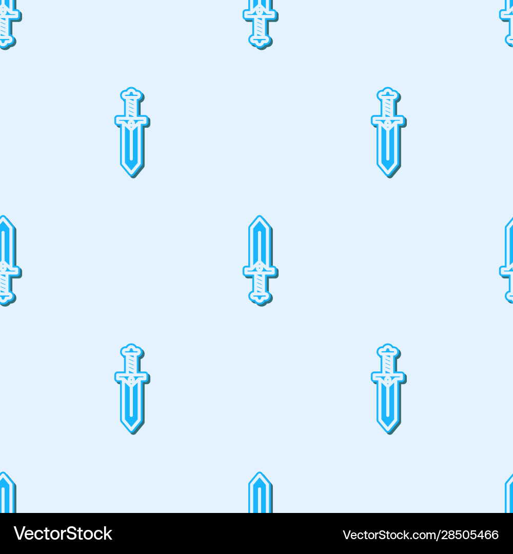 Blue line sword for game icon isolated seamless Vector Image