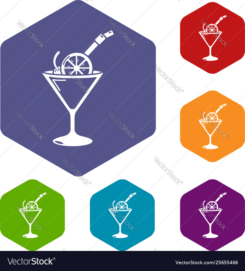 Cocktail icons hexahedron Royalty Free Vector Image