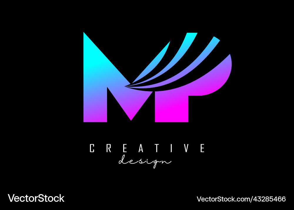 Creative colorful letters mp m p logo Royalty Free Vector