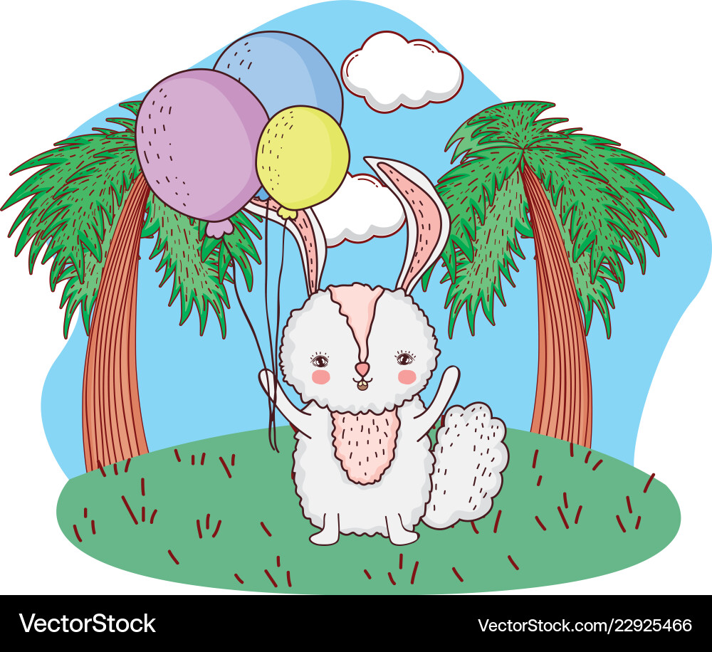Cute little rabbit with balloons helium Royalty Free Vector