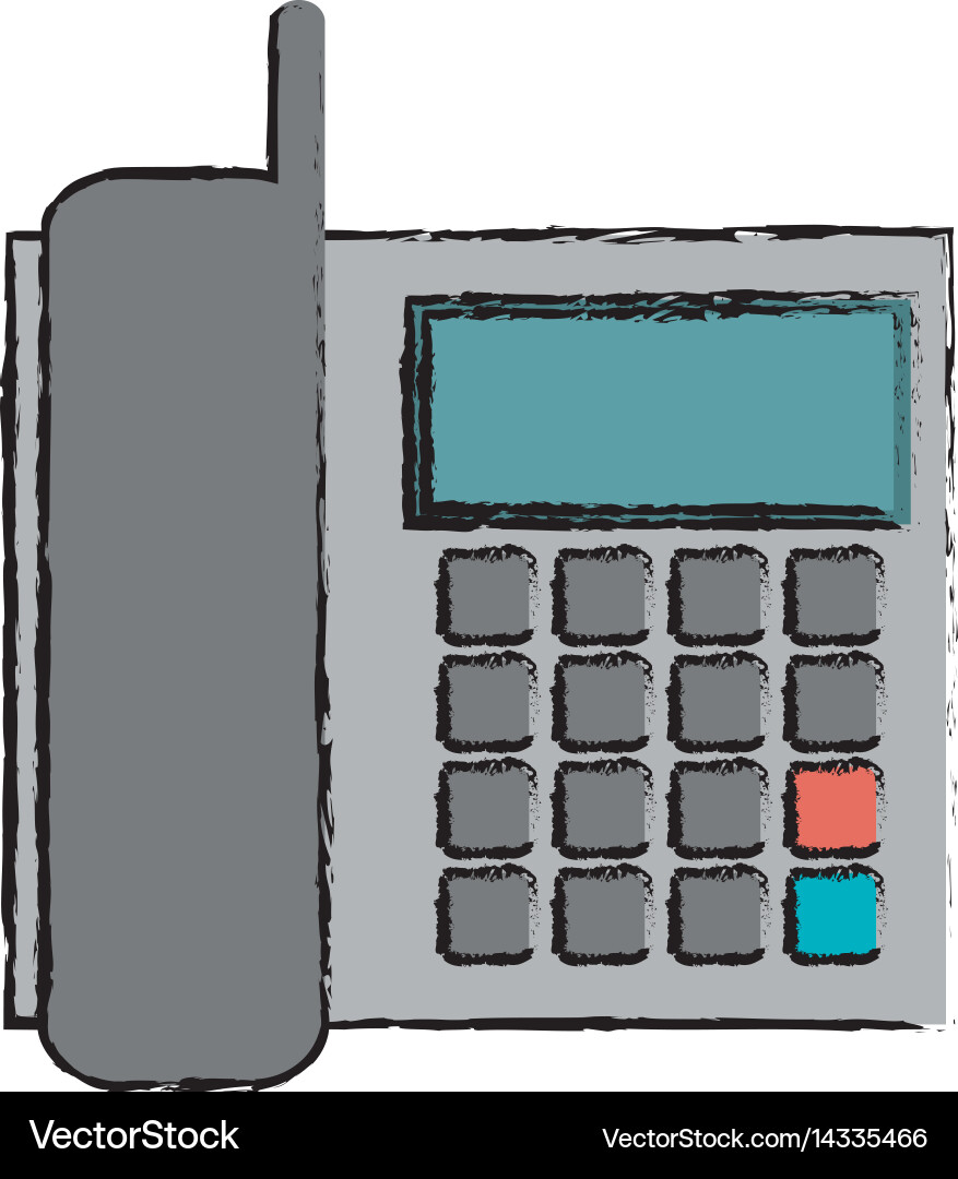 Drawing gray telephone communication call office Vector Image