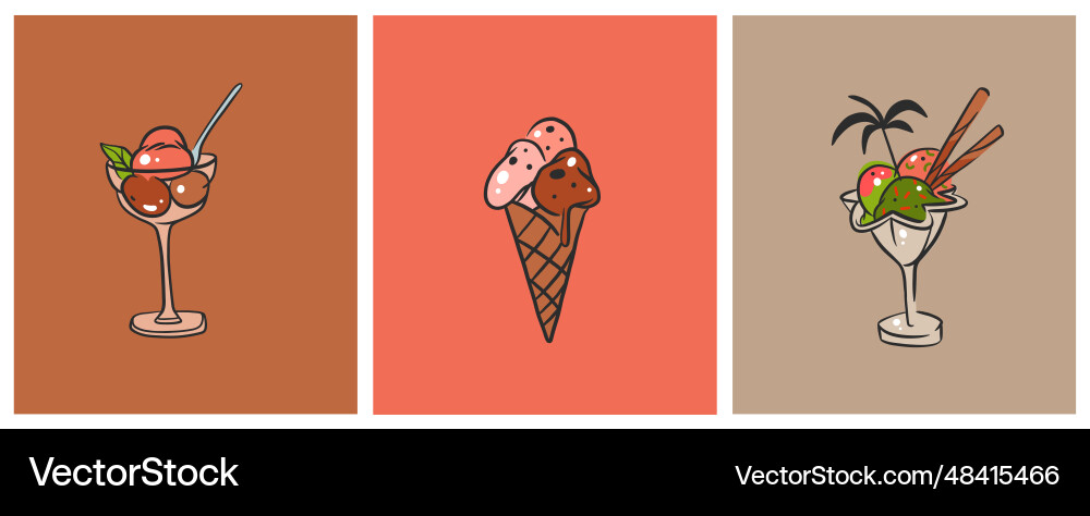 Hand drawn abstract cartoon ice creram cone Vector Image