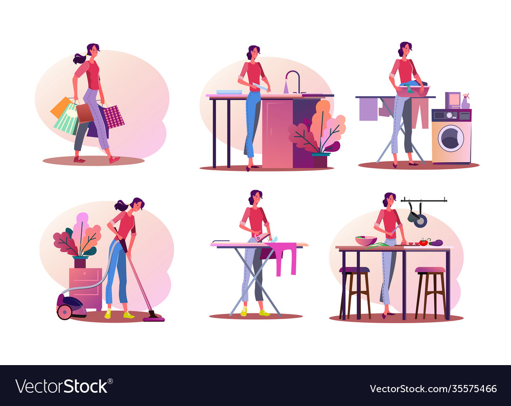 Housework set Royalty Free Vector Image - VectorStock