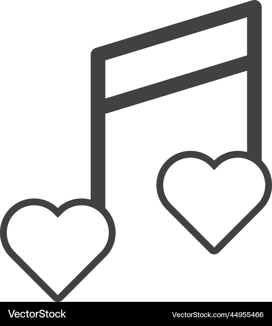 Musical notes and heart in minimal style Vector Image