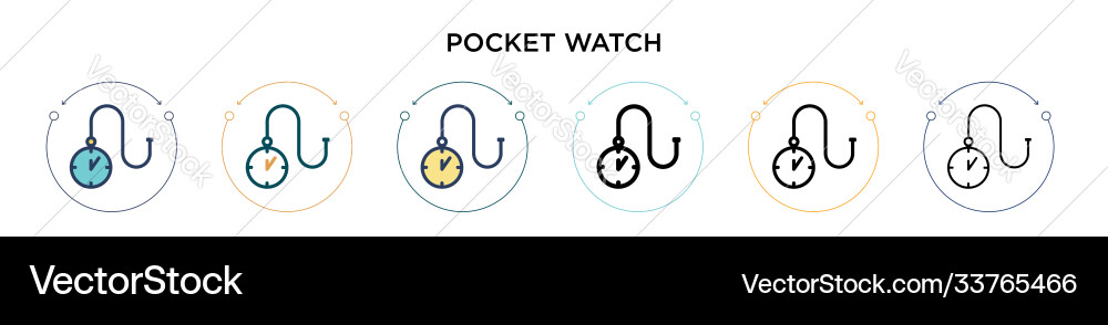 Pocket watch icon in filled thin line outline Vector Image