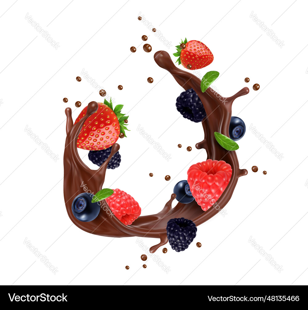 Realistic chocolate milk drink round splash Vector Image