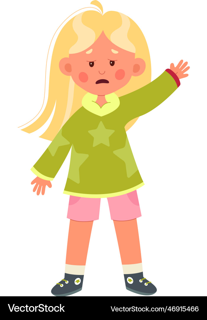 Sad girl waving Royalty Free Vector Image - VectorStock