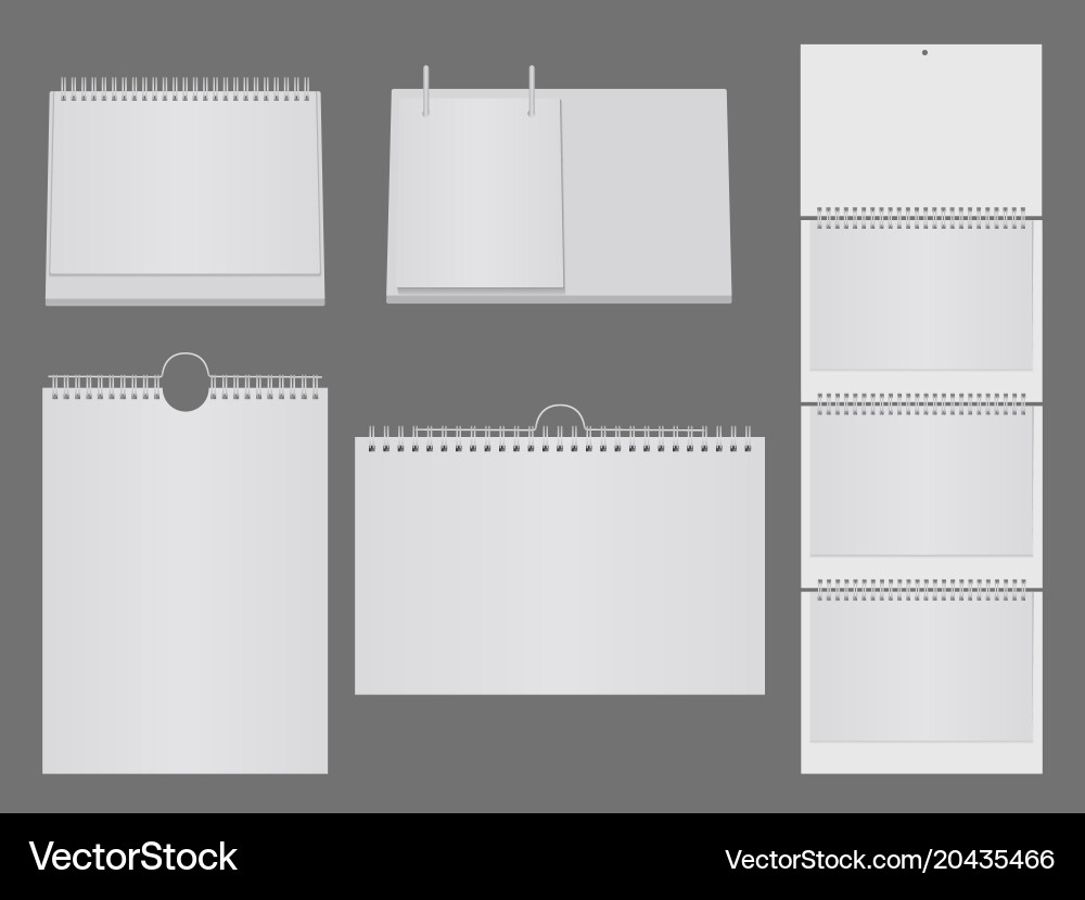 Template blank table calendar with metal spiral Vector Image