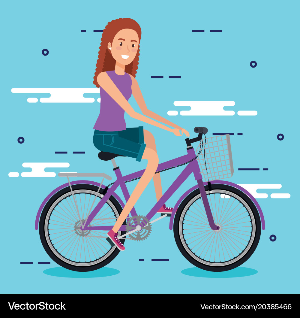 Young woman with bicycle Royalty Free Vector Image