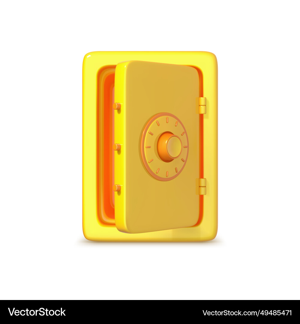 3d cartoon safe box open isolated on white Vector Image