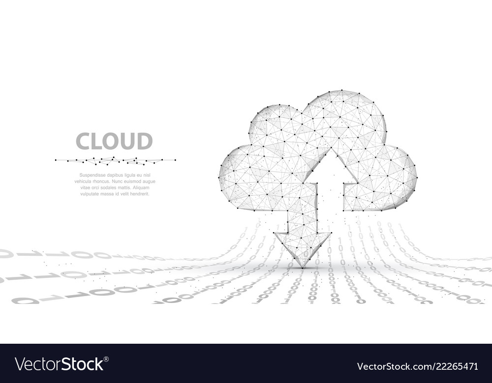 Cloud technology abstract polygonal wireframe Vector Image