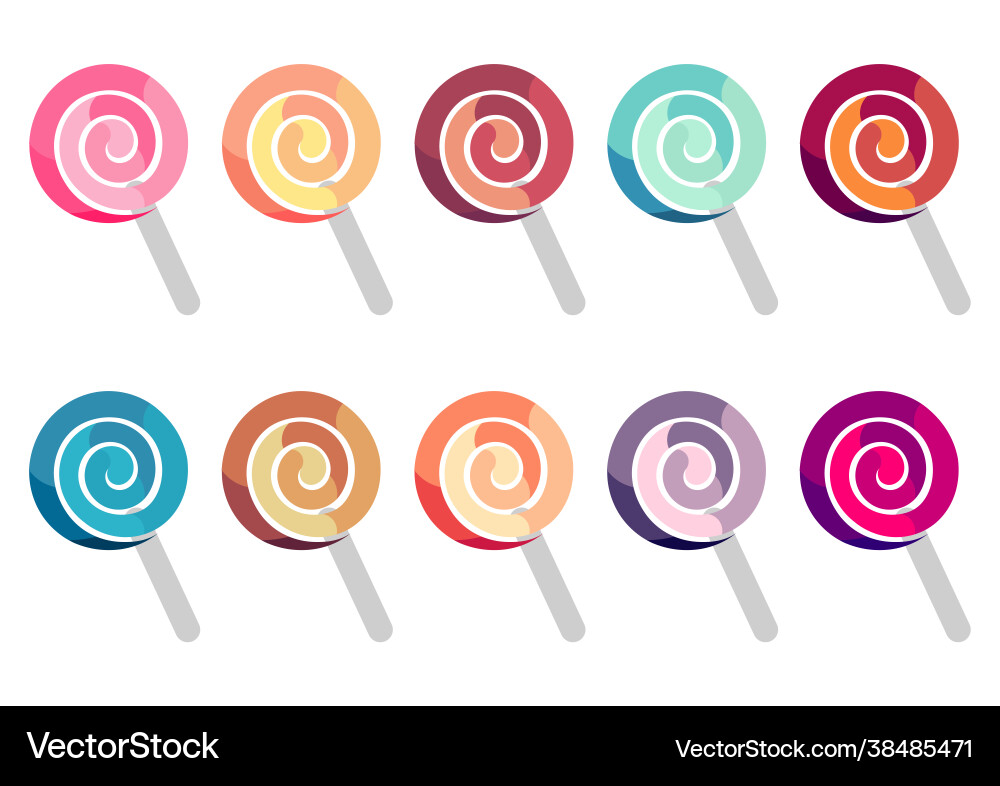Collection colorful lollipop on white Royalty Free Vector