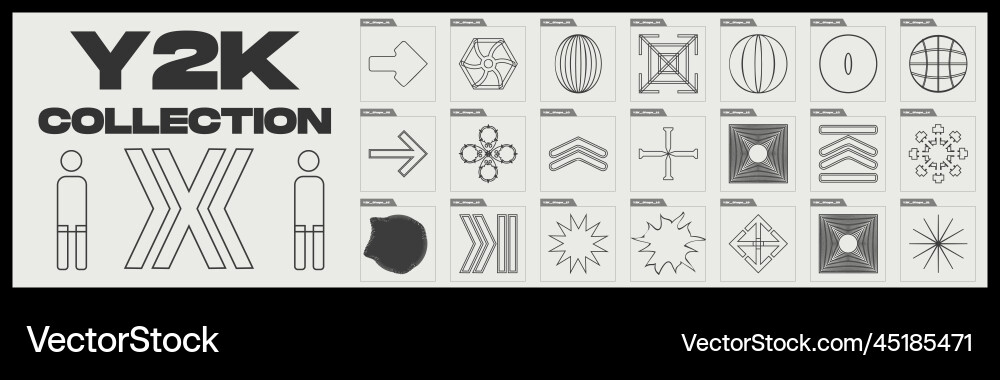 Collection of y2k elements trendy geometric Vector Image