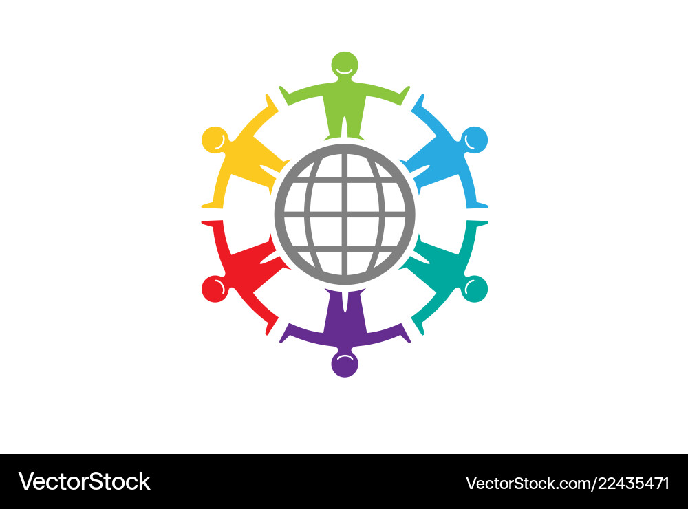 Colorful happy people group team logo Royalty Free Vector