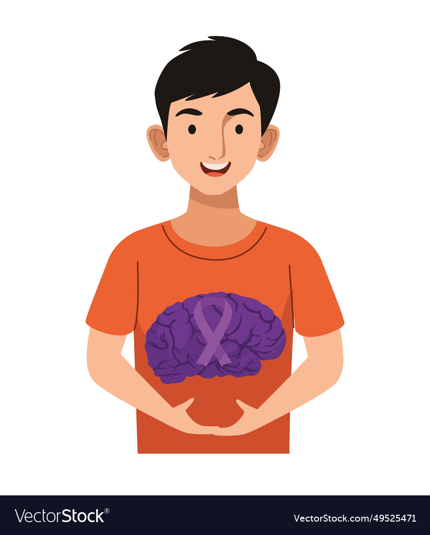 Epilepsy day man and brain Royalty Free Vector Image