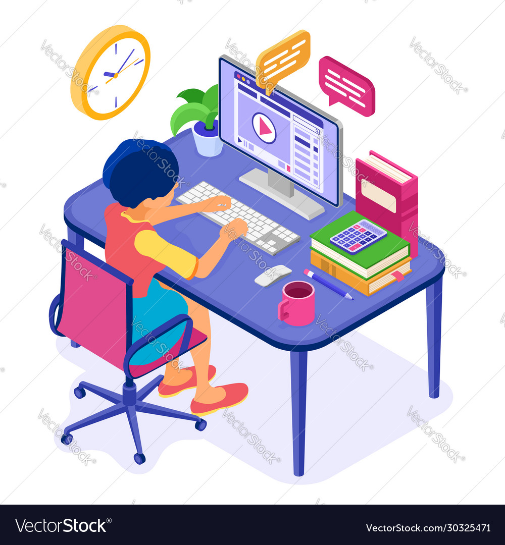 Online distance education from home Royalty Free Vector