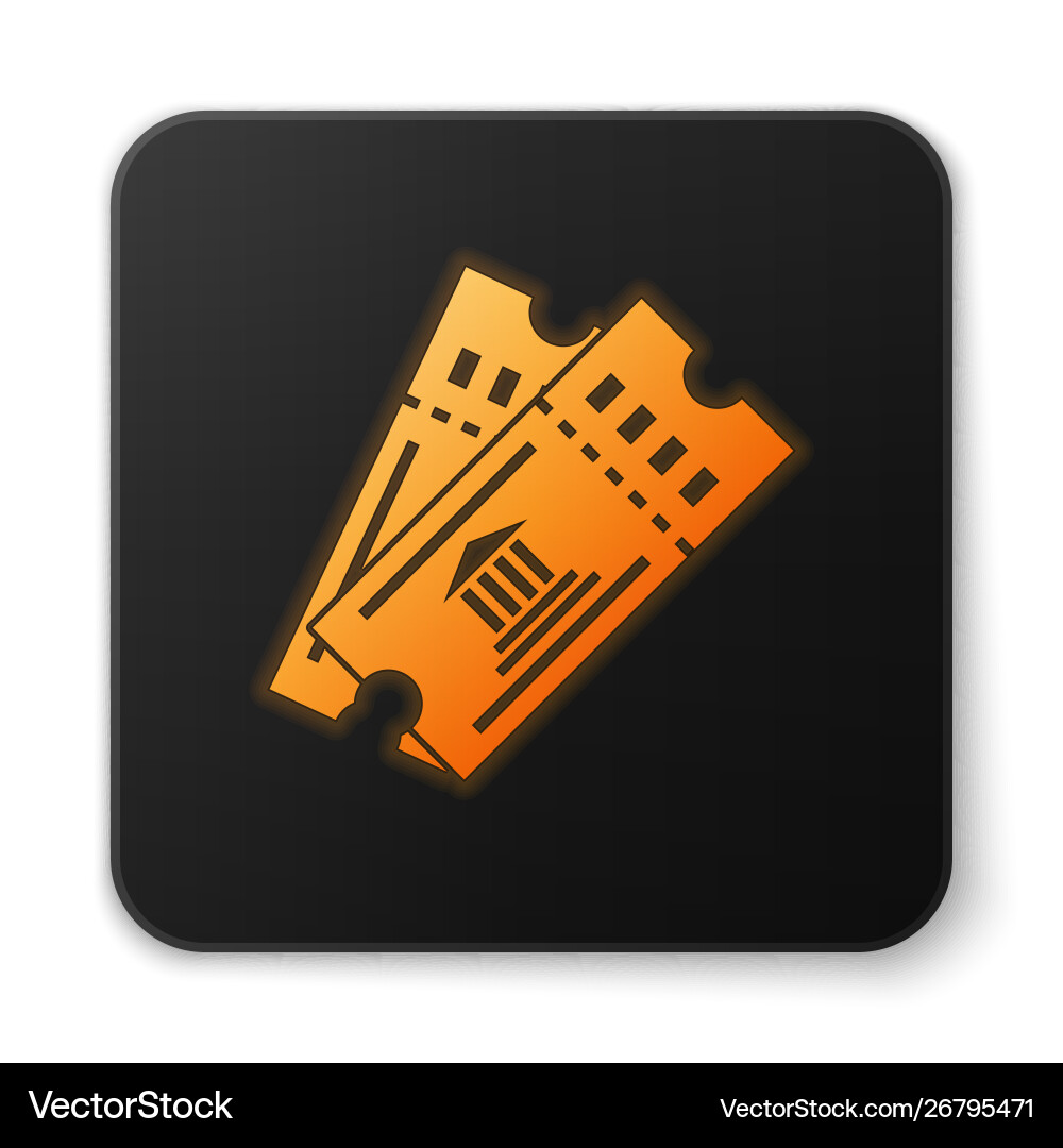Orange glowing neon museum ticket icon isolated Vector Image