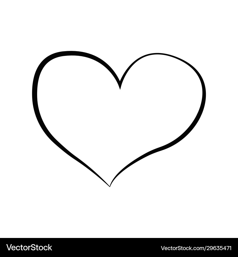 Outline hand drawn heart icon collection Vector Image