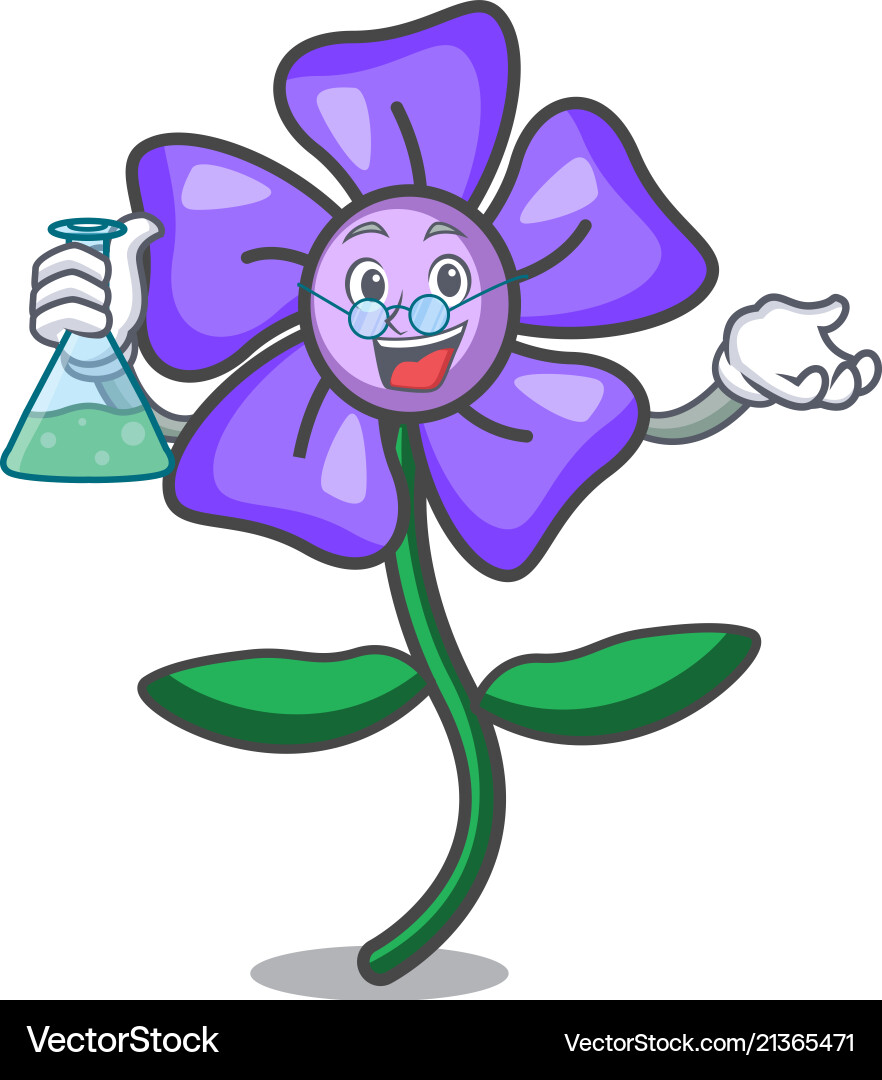 Professor periwinkle flower character cartoon Vector Image