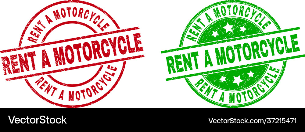 Rent a motorcycle round watermarks with unclean Vector Image