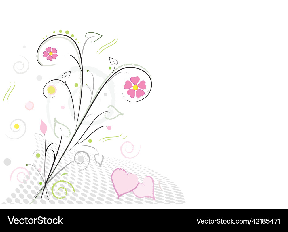 Romantic abstract floral bouquet with hearts Vector Image
