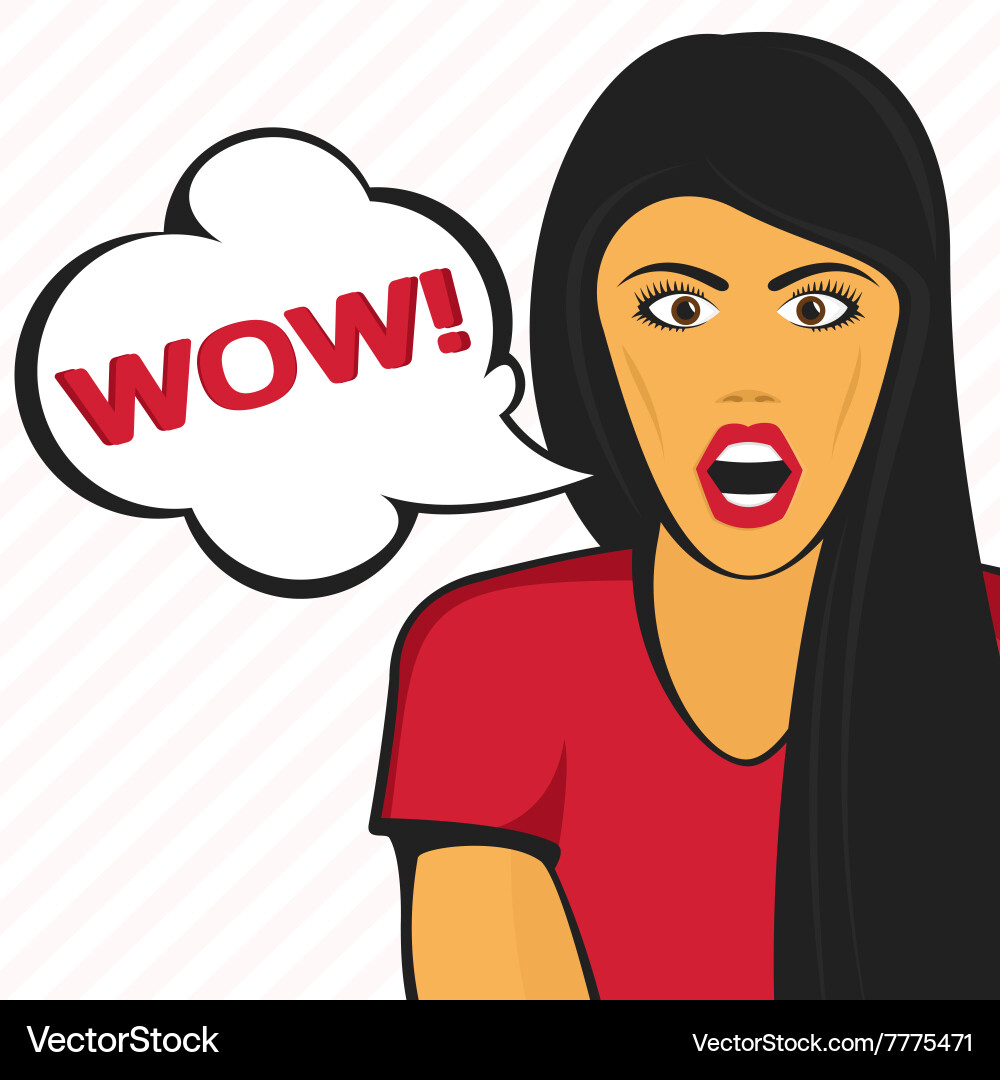 Surprised girl in red Royalty Free Vector Image