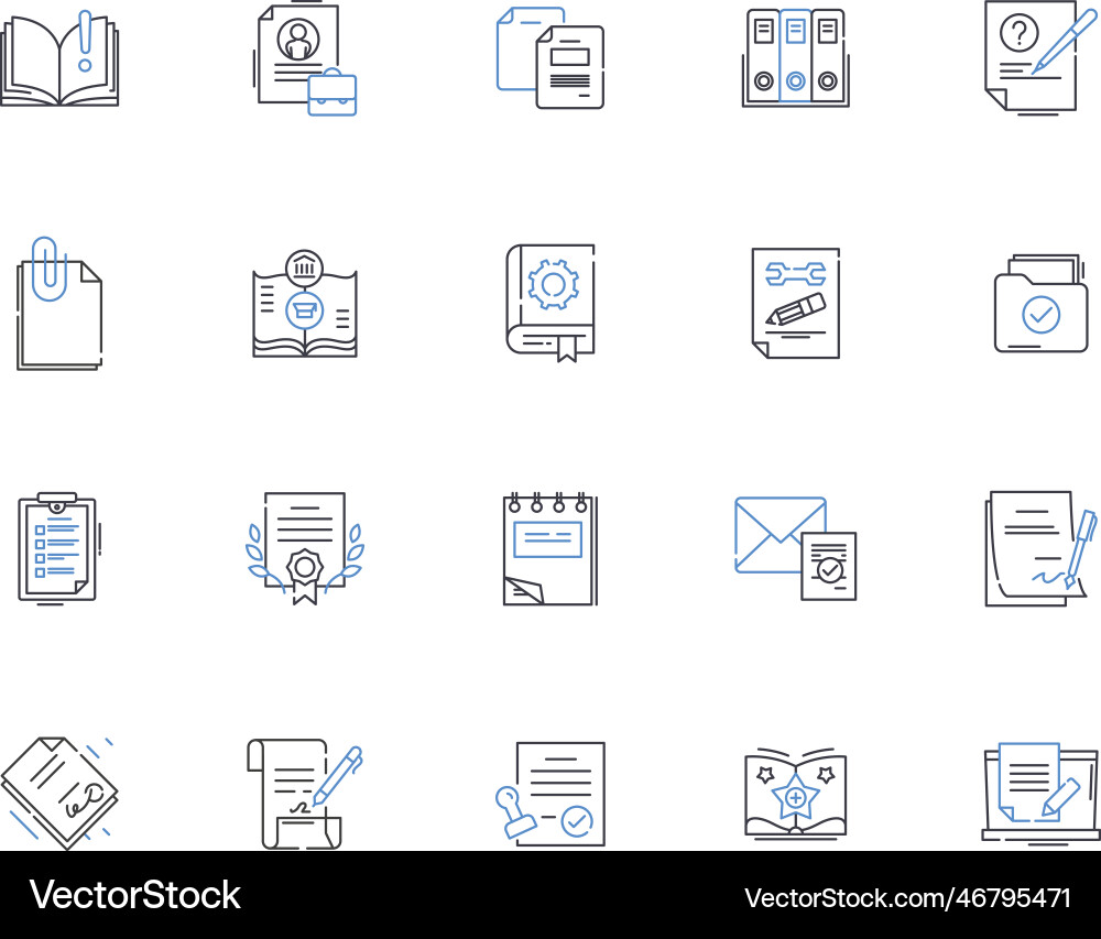 Written releases line icons collection Royalty Free Vector